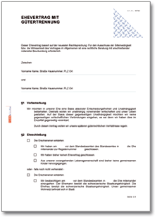 Ehevertrag Muster Schweiz