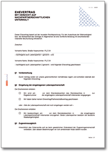 Ehevertrag für eingetragene Lebenspartner • DE Vertrag Download