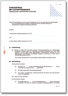 Ehevertrag mit Gütertrennung • AT Vertrag Download