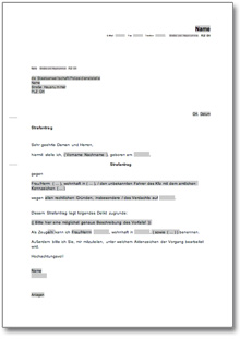 Strafantrag • DE Musterbrief Download