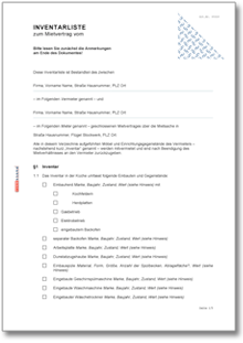 Inventarliste als Anhang zum Mietvertrag • AT Checkliste Download